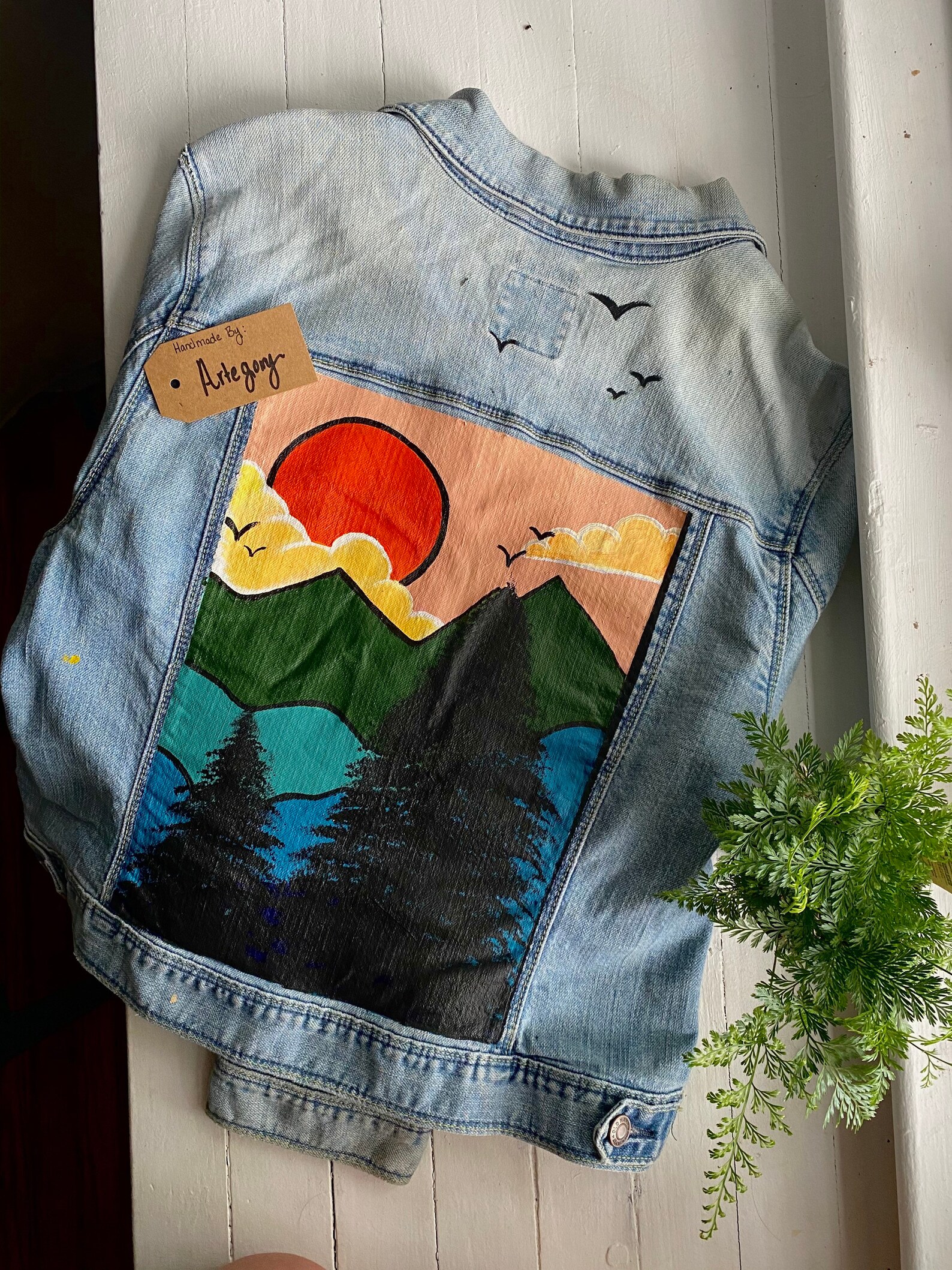Alaska Skyline Inspired Hand Painted Denim Jacket - Etsy