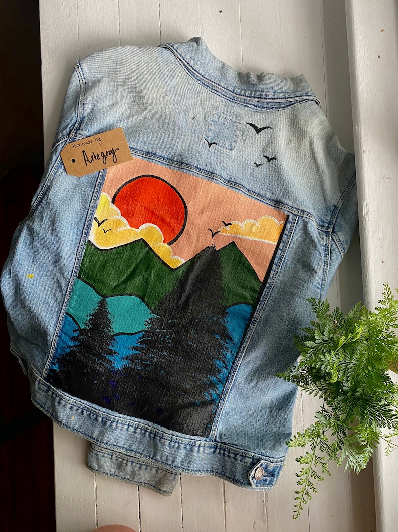 Alaska Skyline Inspired Hand Painted Denim Jacket - Etsy
