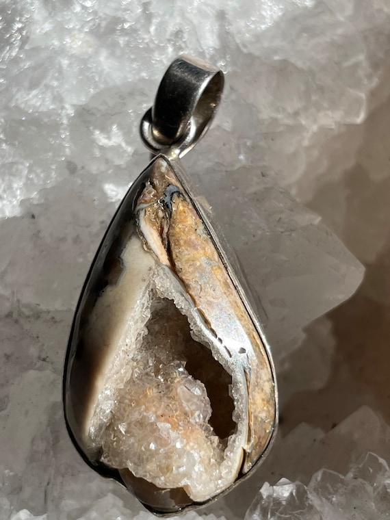 RARE Quartz Fossil Shell Pendant, Natural Fossil with… - Gem