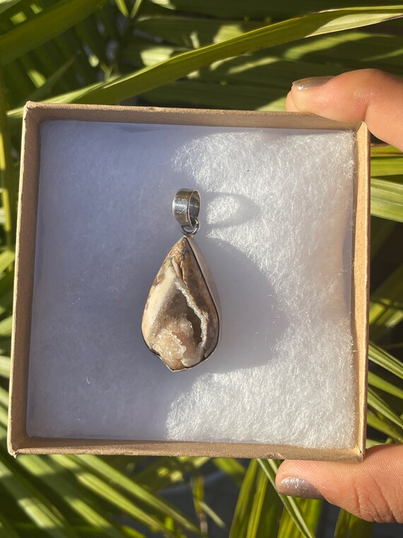 RARE Quartz Fossil Shell Pendant, Natural Fossil with… - Gem