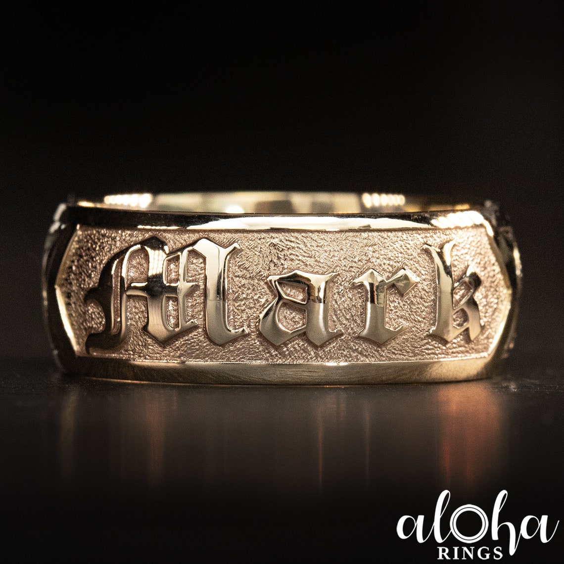 14K Solid Gold Personalized Name with Old English Hawaiian | Etsy