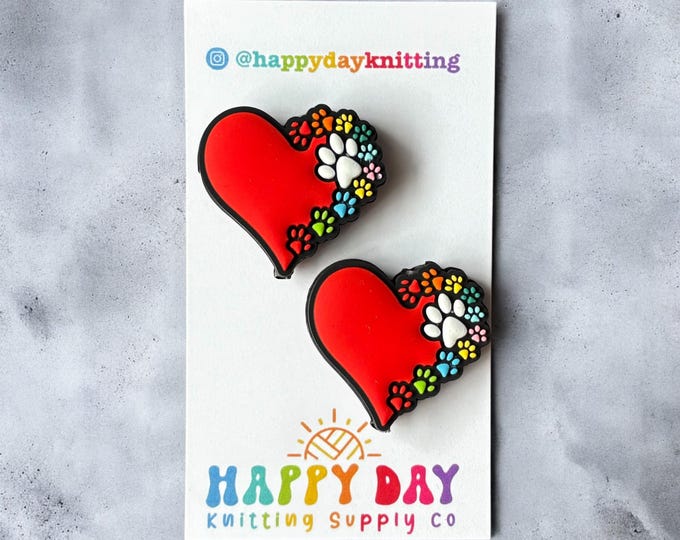 Needle Topper / Stitch Stopper / Point Protector - Set of 2 - for Knitting Needles - Paw Print ...