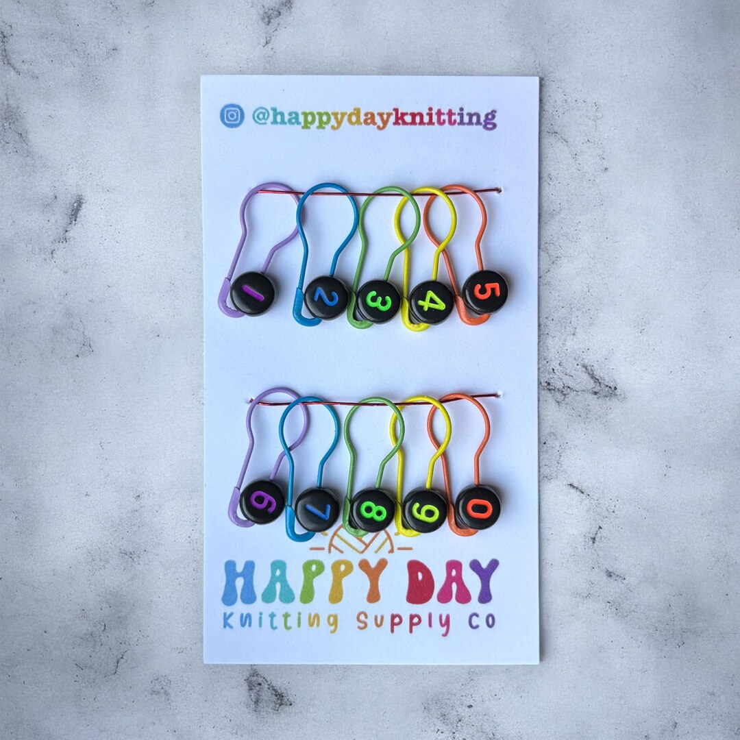 NEON NUMBER MARKERS Bulb Pin Stitch Markers / Progress Keepers for ...