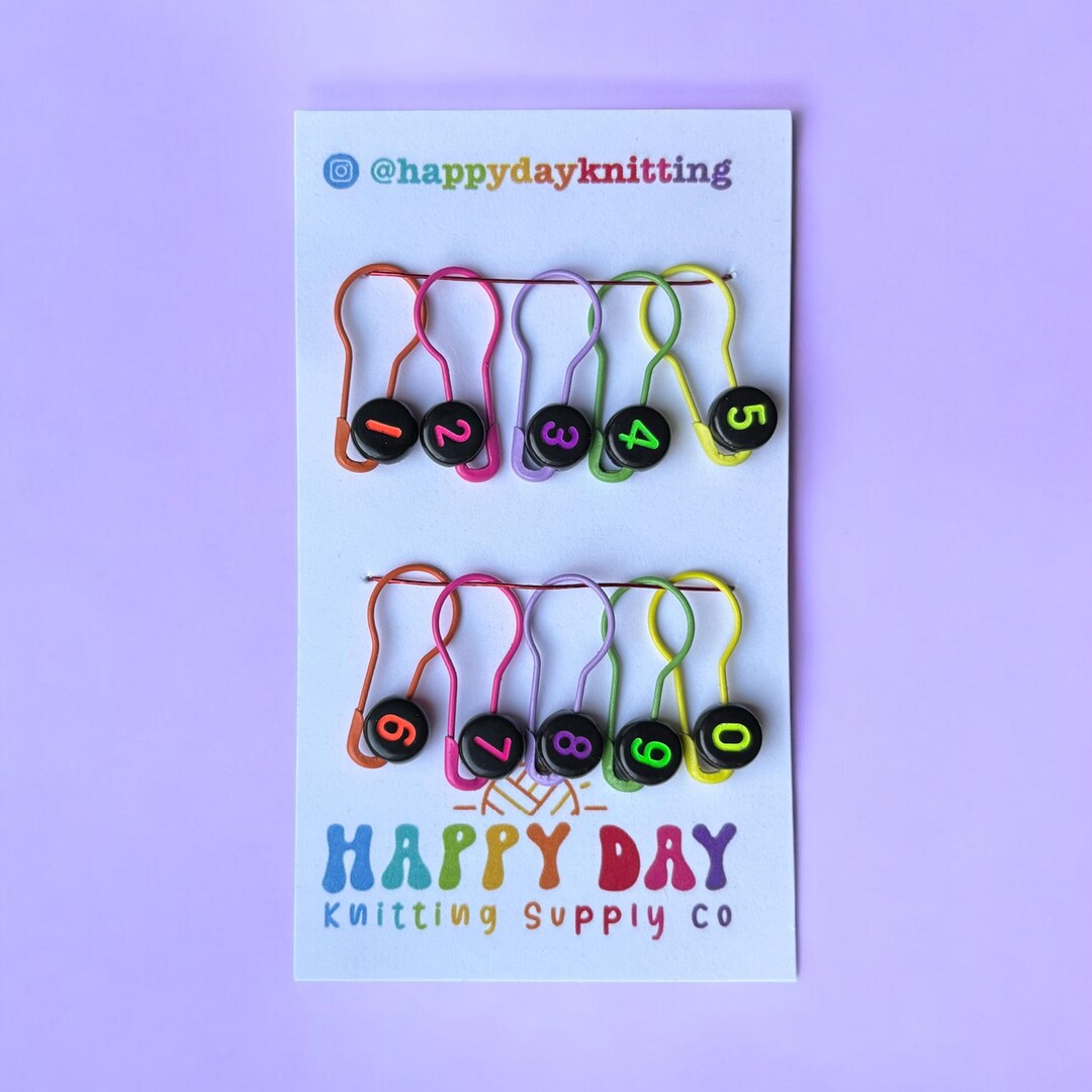 NEON NUMBER MARKERS Bulb Pin Stitch Markers / Progress Keepers for ...