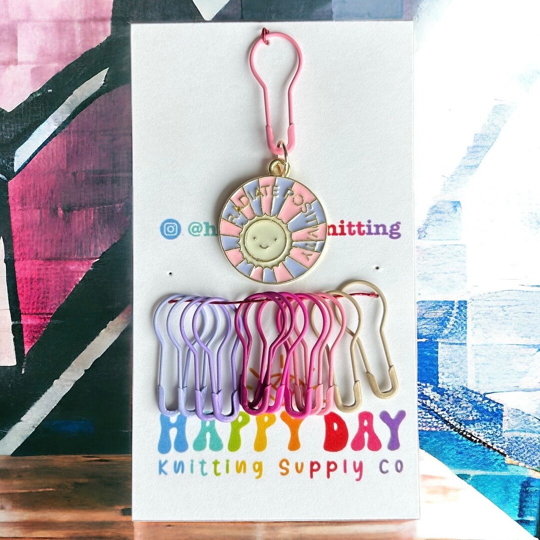 RADIATE POSITIVITY Stitch Marker / Progress Keeper W Bulb Pin Clasp ...