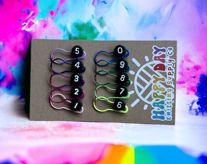 NUMBER MARKERS Bulb Pin Stitch Markers / Progress Keepers for Knitting ...
