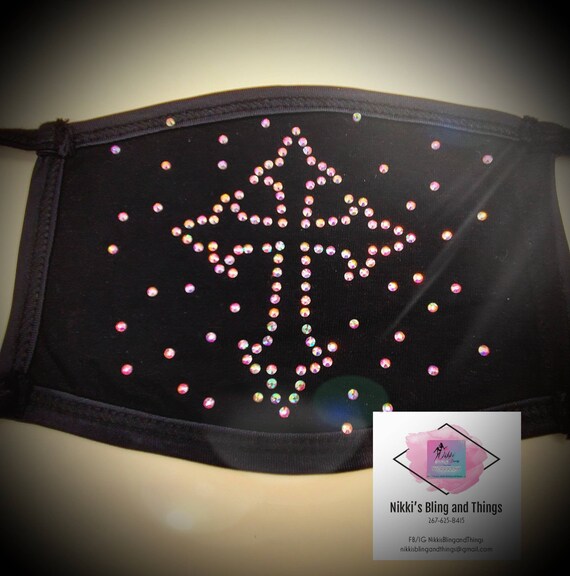 Bling Rhinestone Cross Mask - Etsy