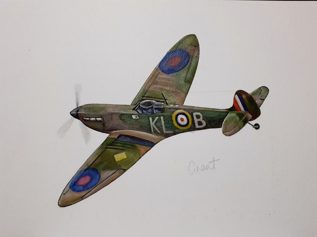 54 Squadron Spitfire Mk1, Original A4 Watercolour - Etsy