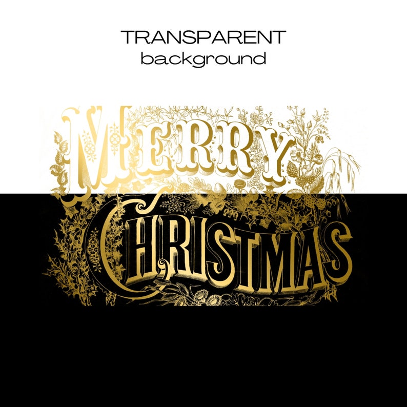Merry Christmas Card Design, Gold Vintage Font, Antique Printable ...