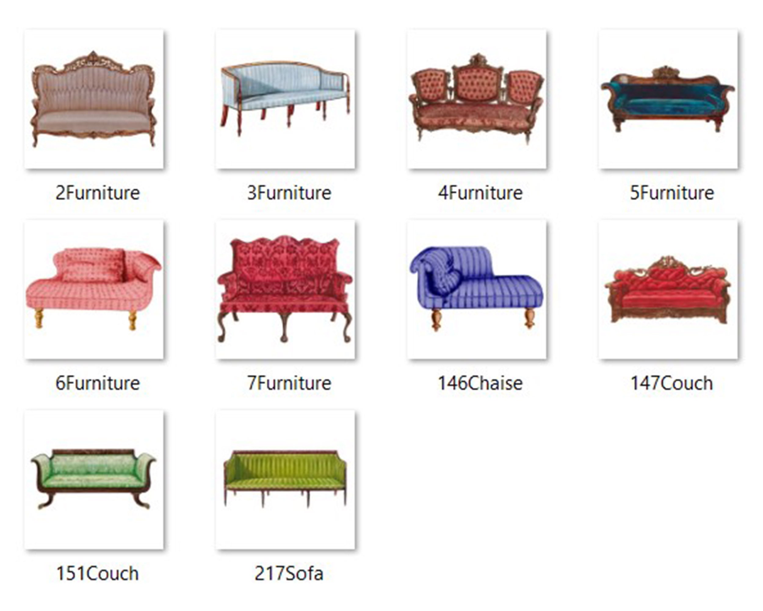 Vintage Fancy Couch Clipart Bundle Royal Furniture Sofa Png - Etsy