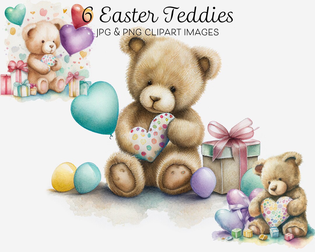 Easter Teddy Bear Clipart Bundle Cute Teddies Easter Card - Etsy