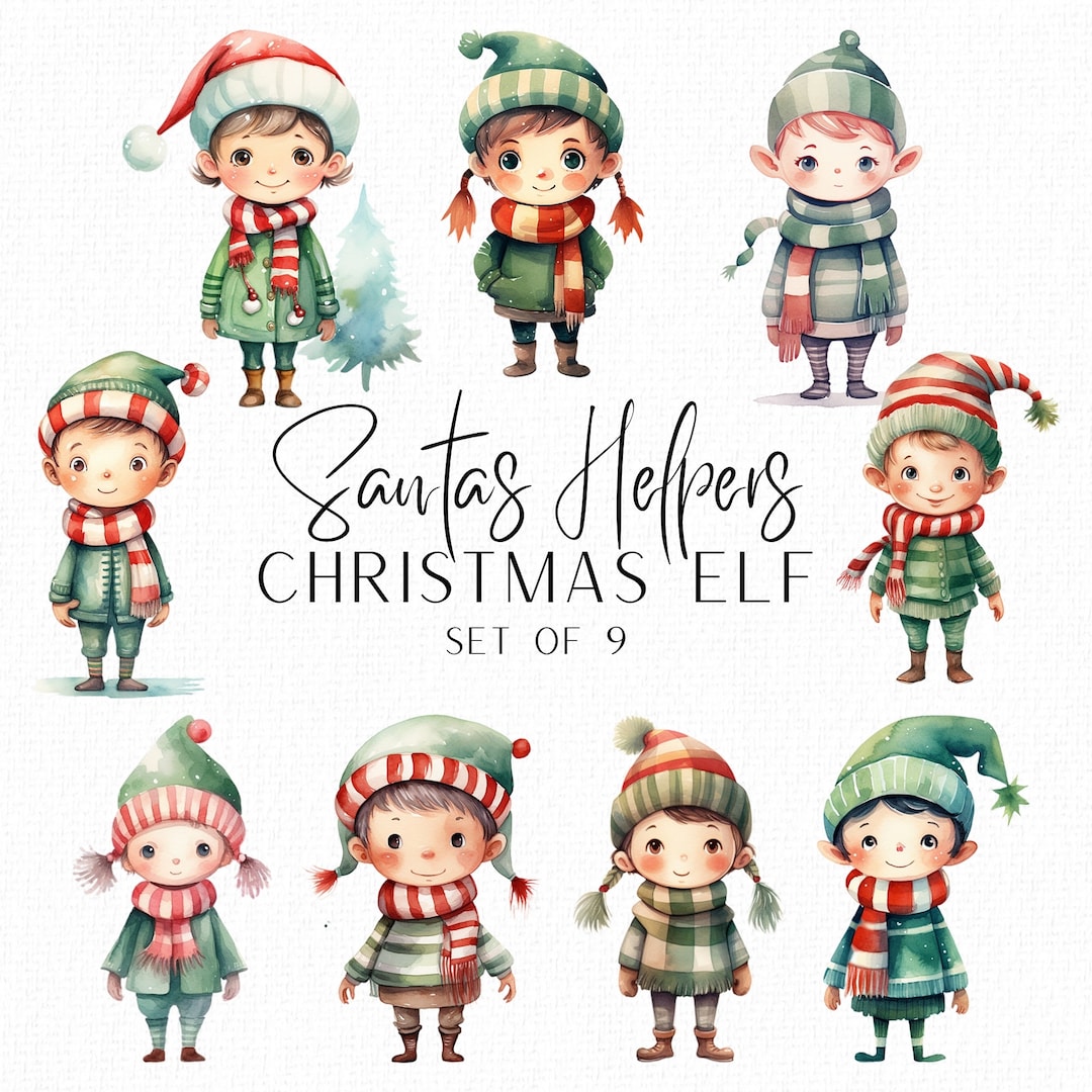Christmas Elf Clipart Santa Claus Helpers Scandinavian Clipart Winter ...
