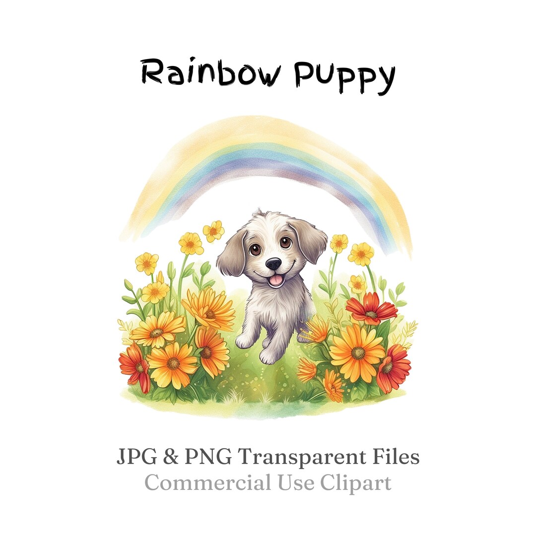Puppy Clipart, Rainbow Clipart, Puppy Png, Watercolor Rainbow, Kids ...