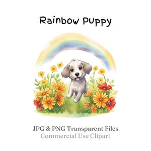 Puppy Clipart, Rainbow Clipart, Puppy Png, Watercolor Rainbow, Kids ...