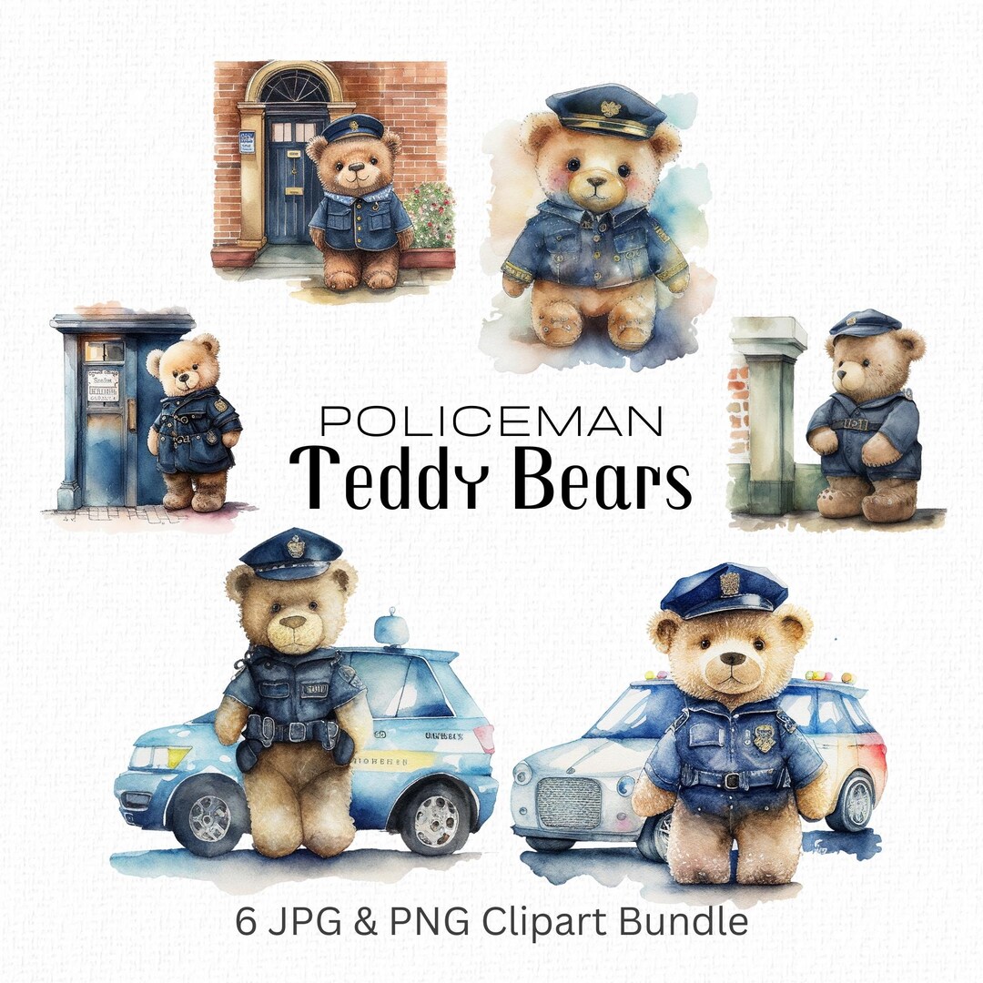 Policeman Teddy Bears Clipart, Police Car, Emergency Services ...