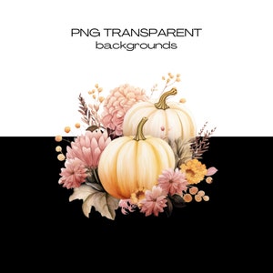 Pink Floral Watercolor Pumpkin Clipart Thanksgiving Clipart - Etsy