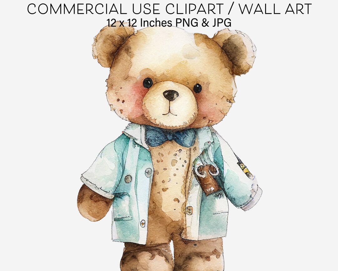 Teddy Bear Doctor Clipart Wall Art Doctors White Coat - Etsy