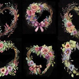 Boho Floral Wreath, Mothers Day Clipart Bundle, Heart Wreath, Mothers ...