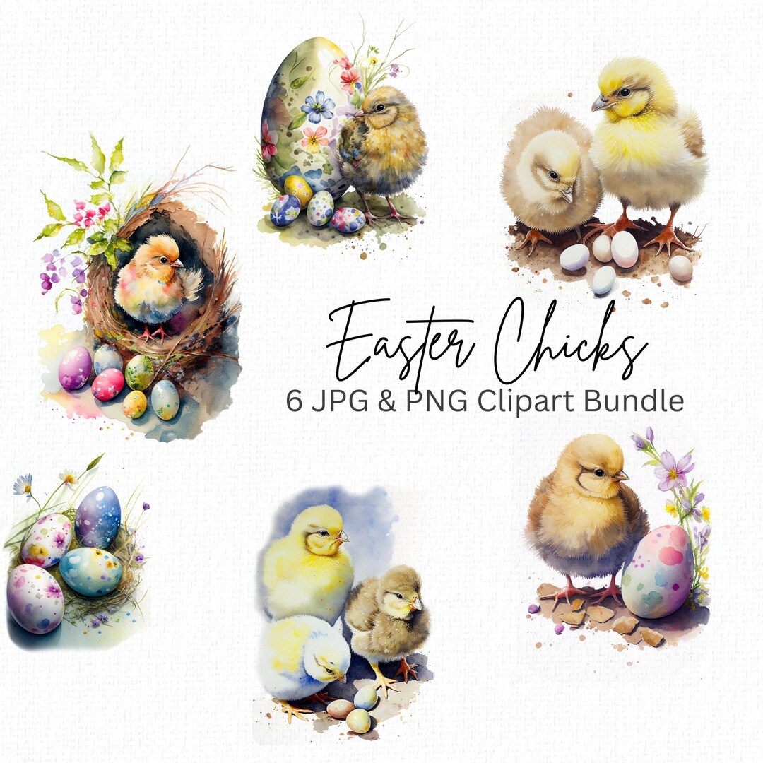 Easter Chicks Clipart Bundle, Easter Png, Cute Baby Chickens, Easter ...