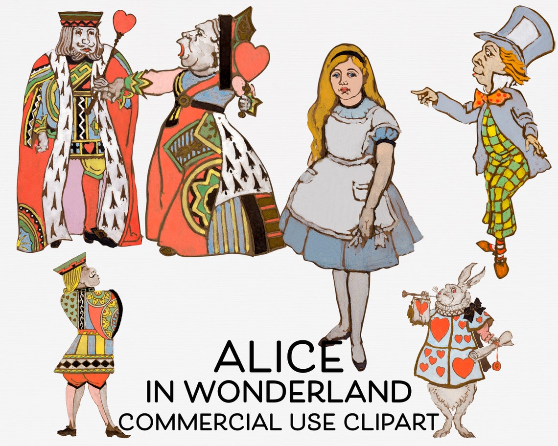 Alice in Wonderland Clip Art King Queen Knave of Hearts | Etsy