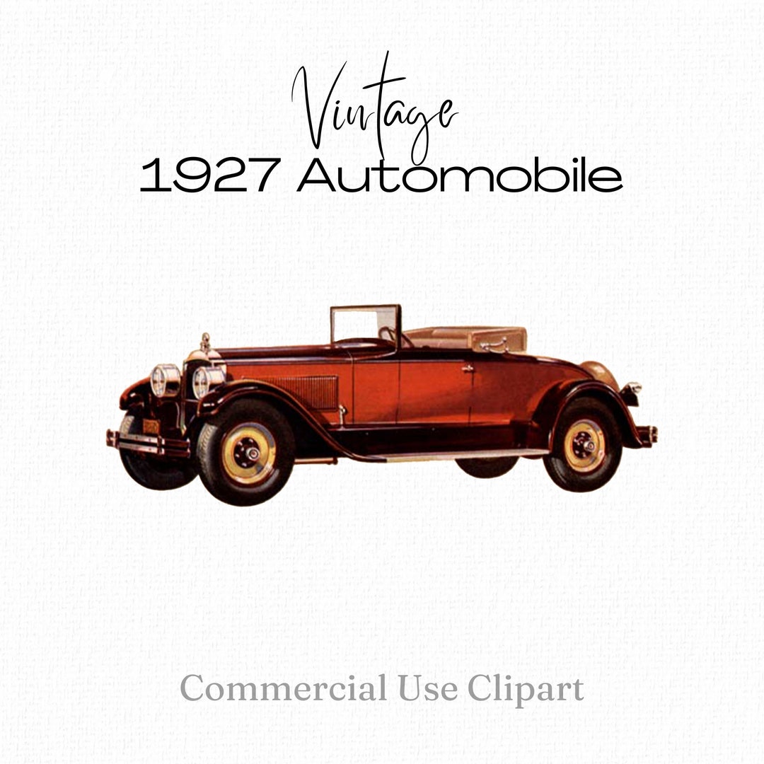 Red Packard Automobile Vintage Car Clipart, 1927 Convertible Antique ...