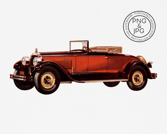 Red Packard Automobile Vintage Car Clipart 1927 Convertible - Etsy