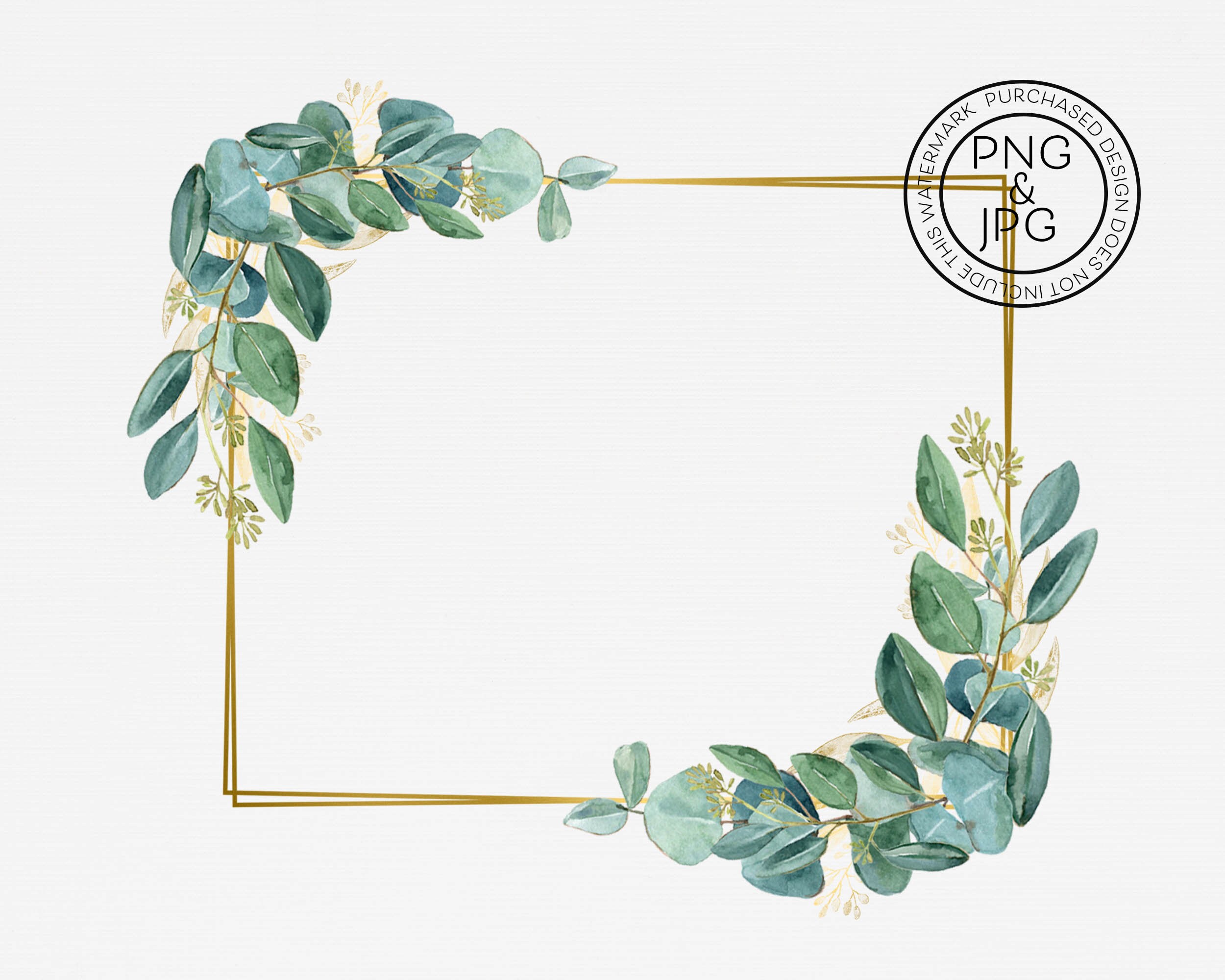Gold Frame Eucalyptus Clipart Wreath Png Rectangle Frame - Etsy UK