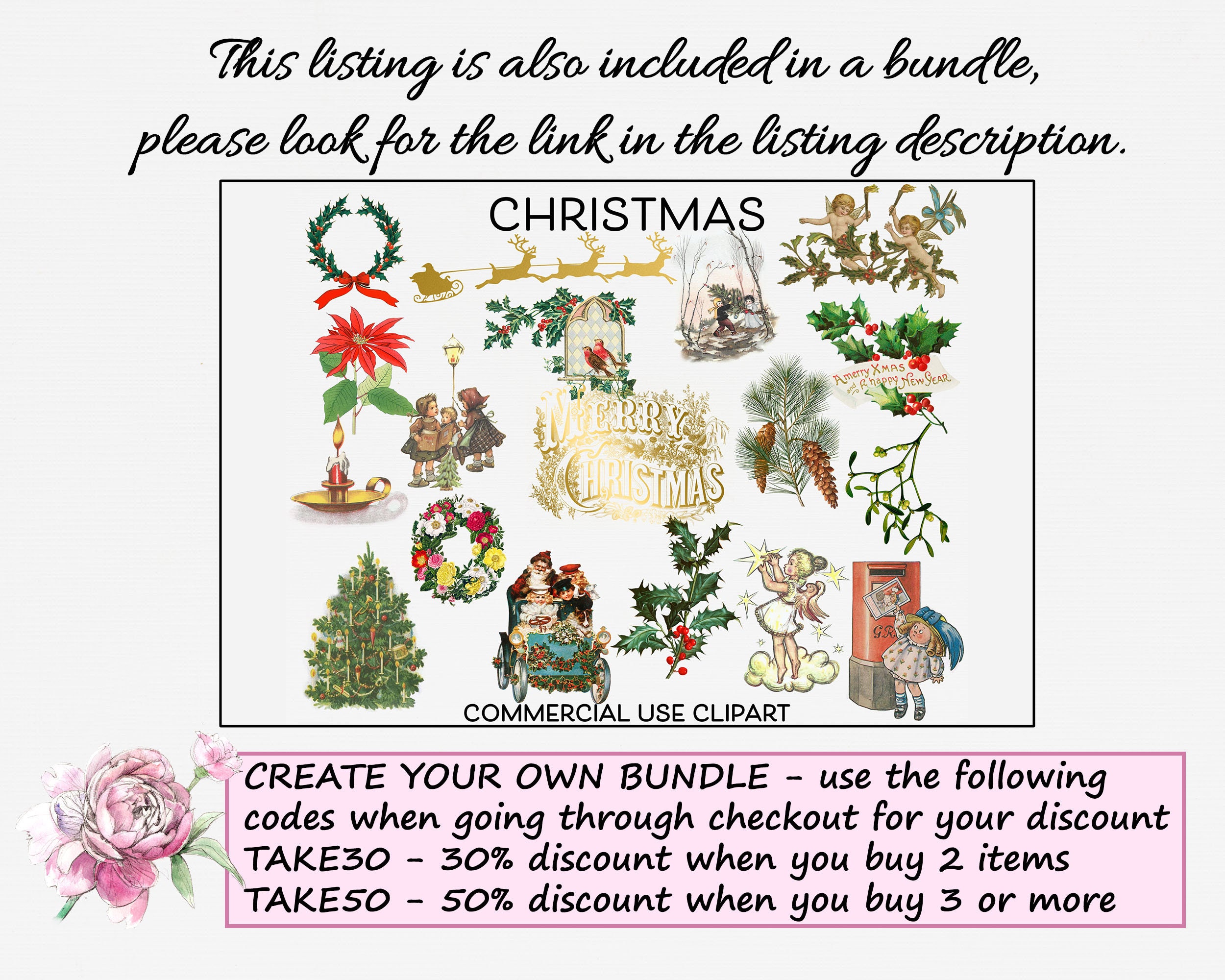 Merry Christmas Card Design Gold Vintage Font Antique - Etsy