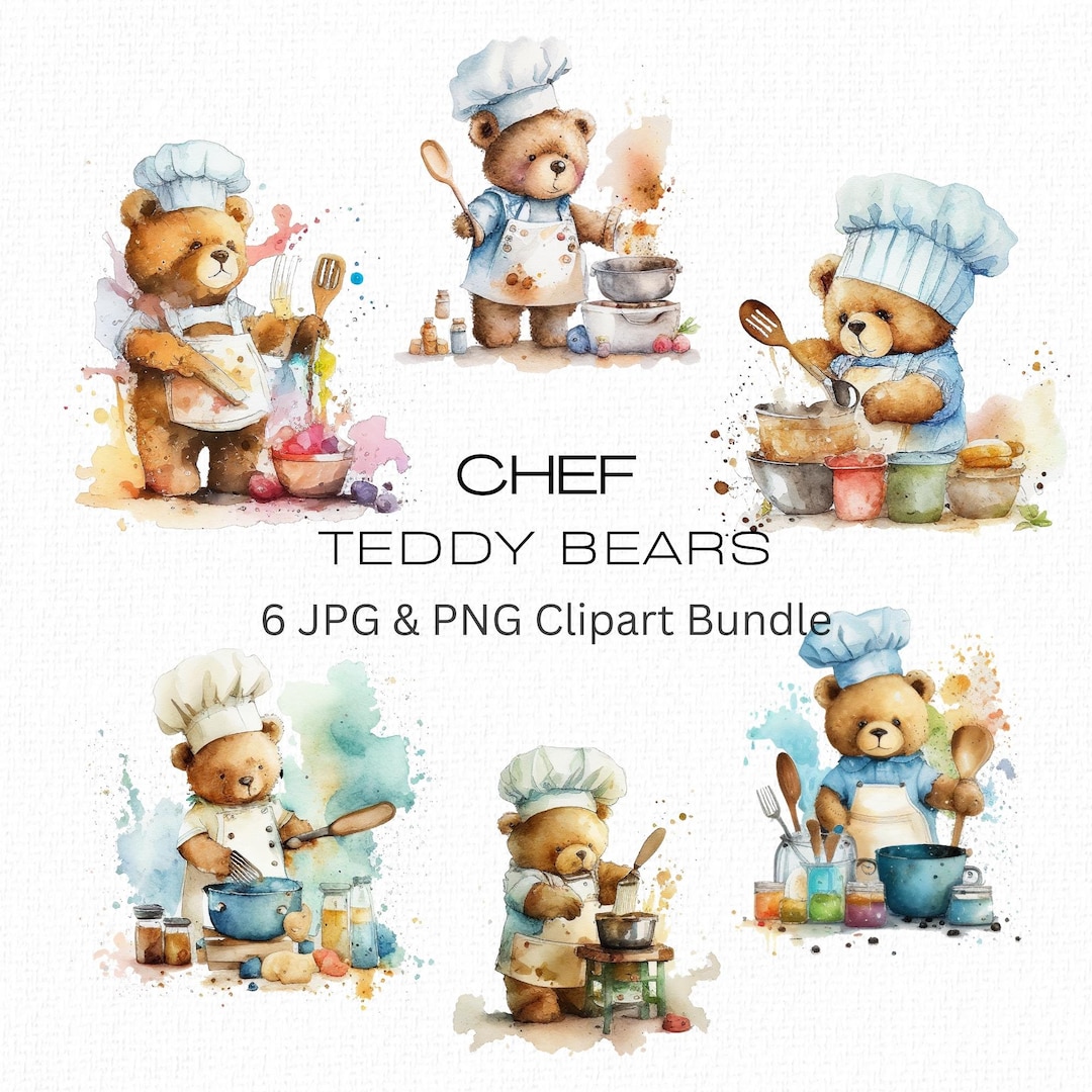Chef Clipart, Cute Teddy Bears, Cooking Teddies, Chef Hat, Funny ...