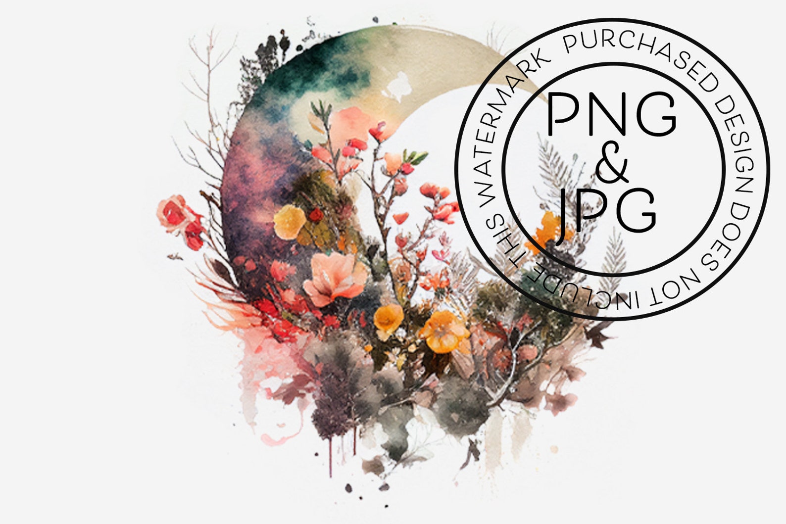 Floral Moon Clipart Bundle Moon Crest Clip Art Watercolour - Etsy Canada