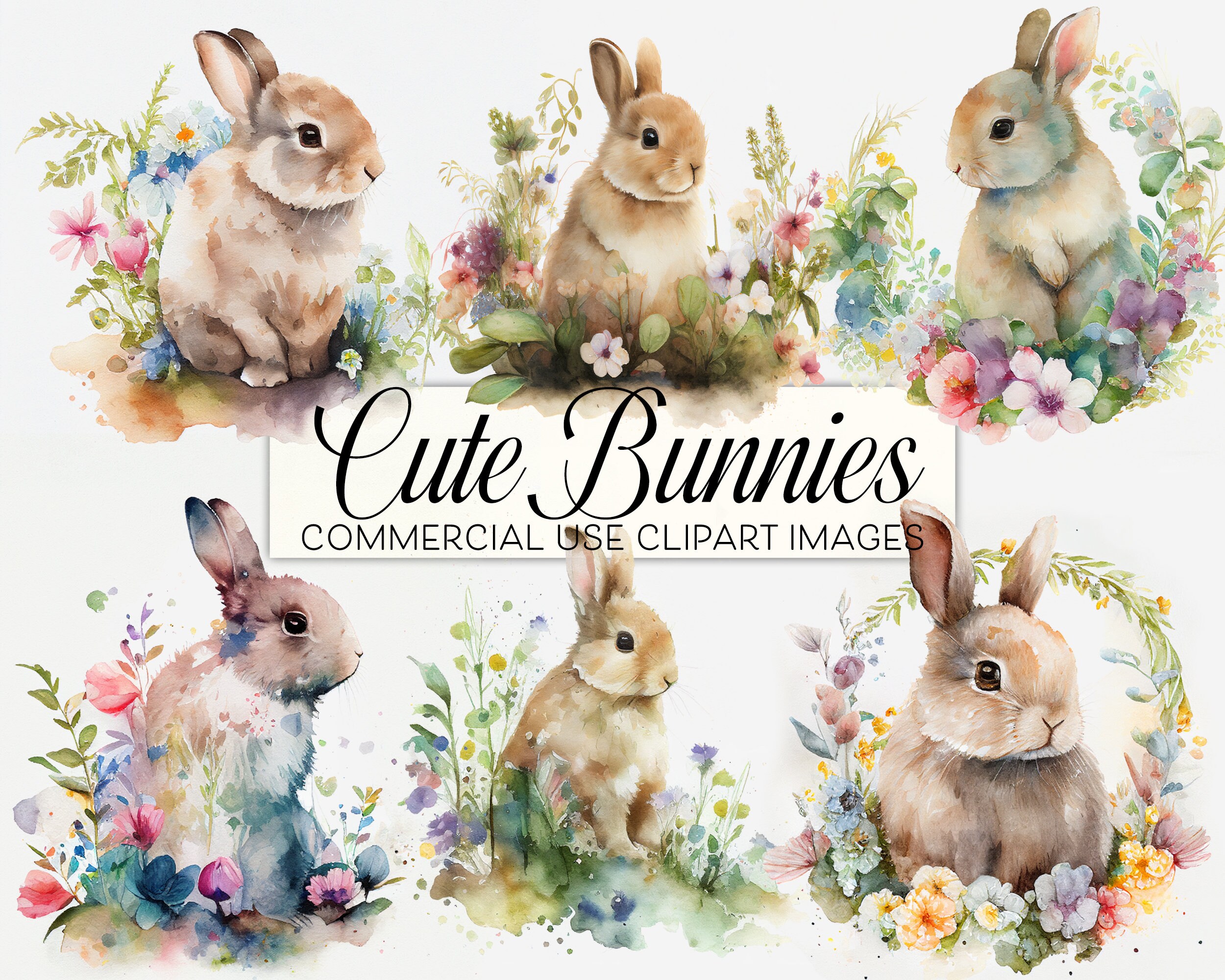 Easter Bunny Clipart Bundle Watercolour Rabbits Bunnies Png - Etsy Canada