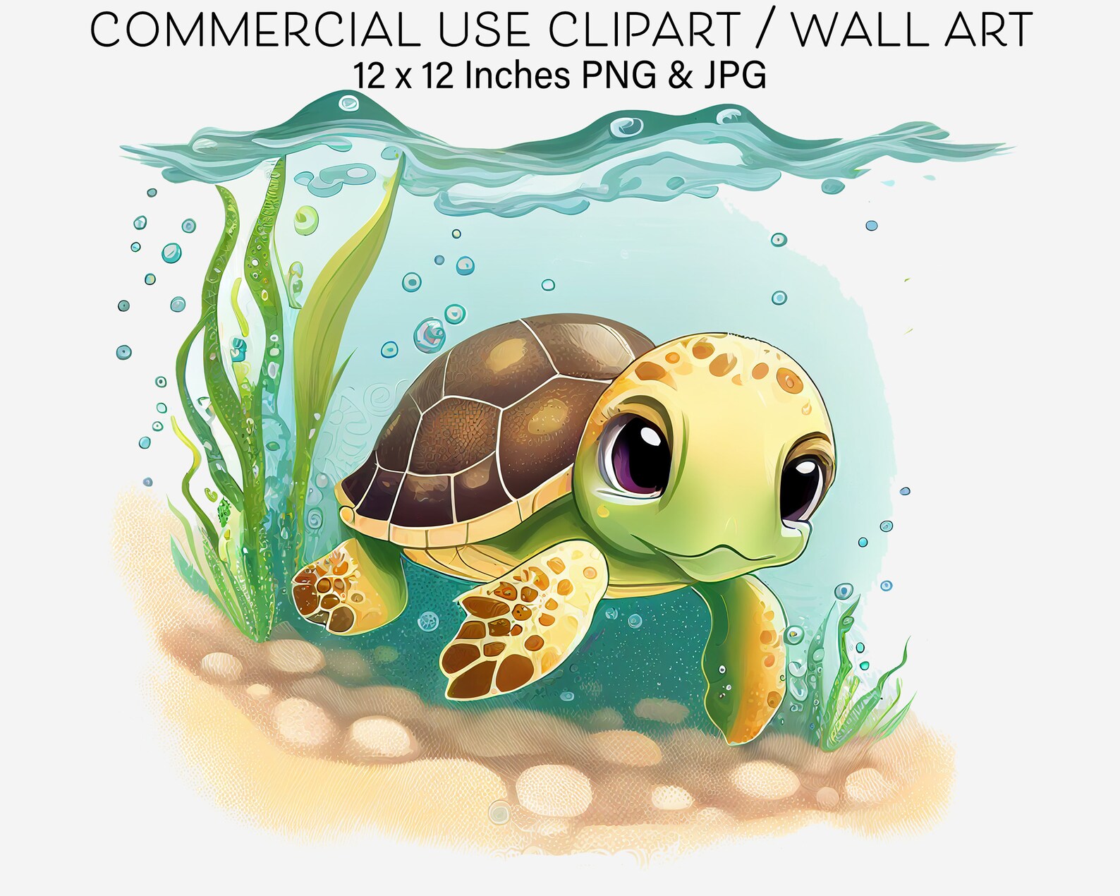 Cute Turtle Clipart Turtle Png Sea Turtle Ocean Animals - Etsy