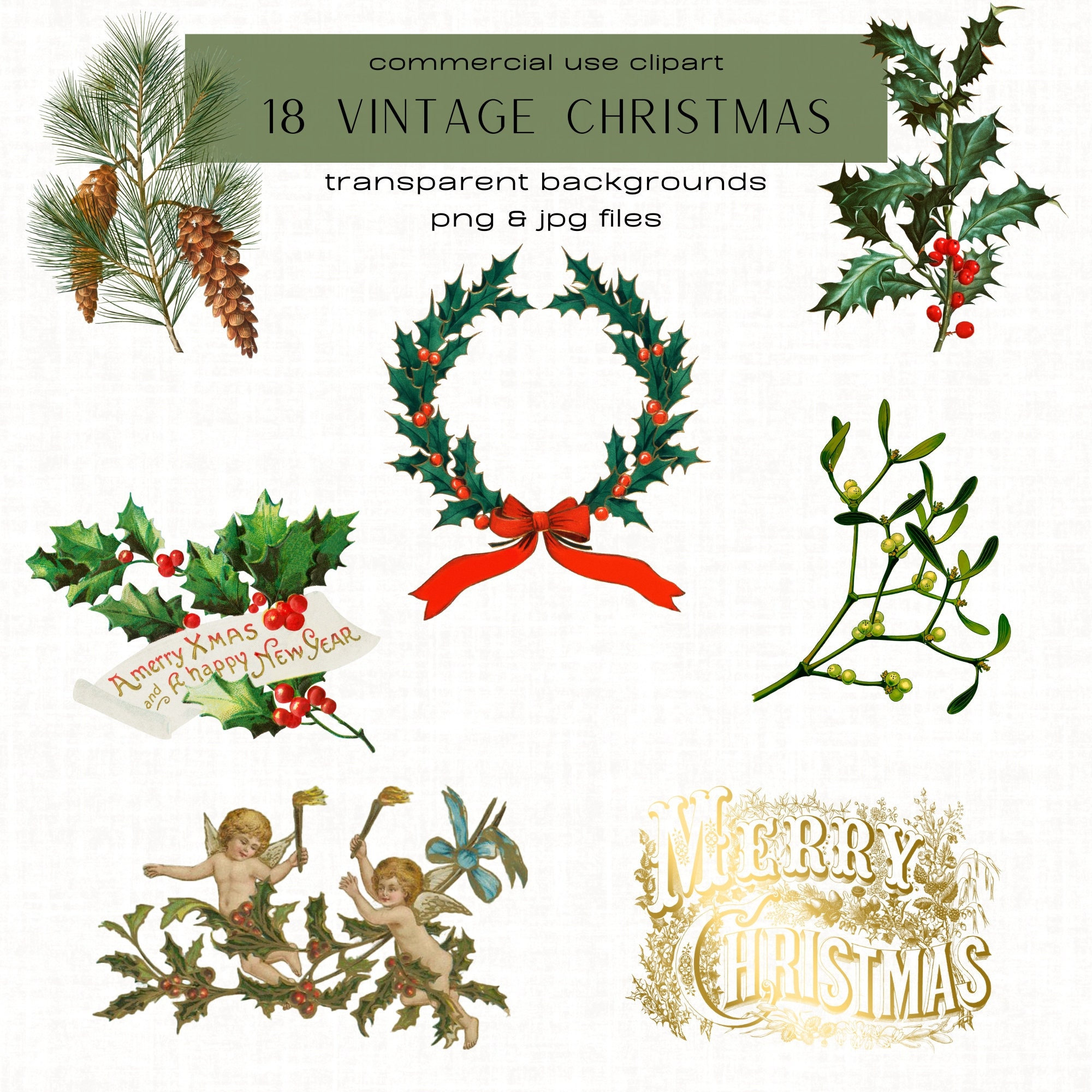 18 Christmas Clip Art Bundle Merry Xmas Clipart Christmas Tree ...