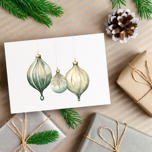 Sage Green and Gold Christmas Ornaments Clipart Bundle, Christmas ...