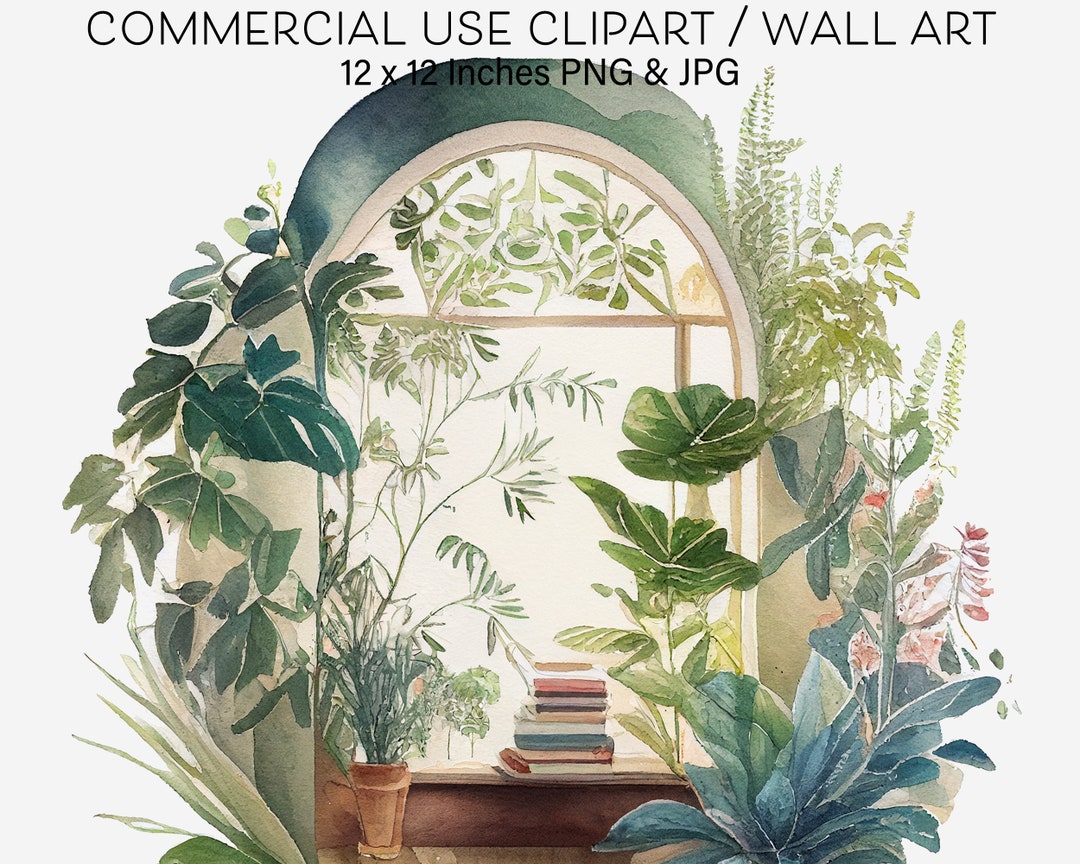 Botanical Window Clipart Arched Window Books Clipart - Etsy Canada