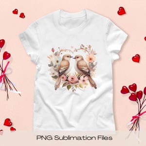 Valentine Lovebirds PNG, Cute Romantic Birds Clipart, Floral Bird ...