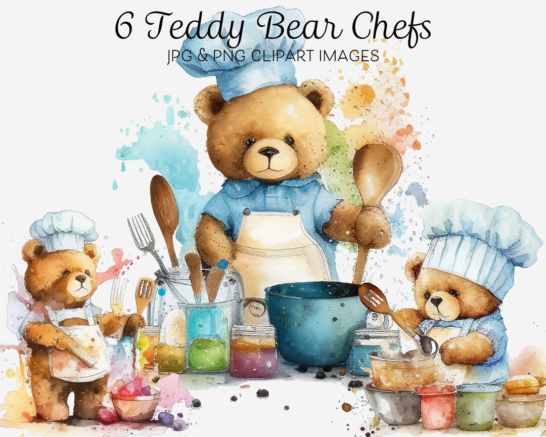 Chef Clipart Cute Teddy Bears Cooking Teddies Chef Hat - Etsy