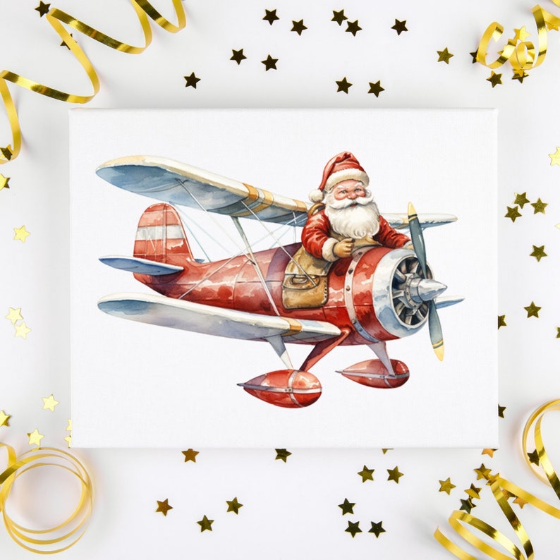Aeroplane Santa Claus Clipart Christmas Card Clipart Flying Santa Xmas ...