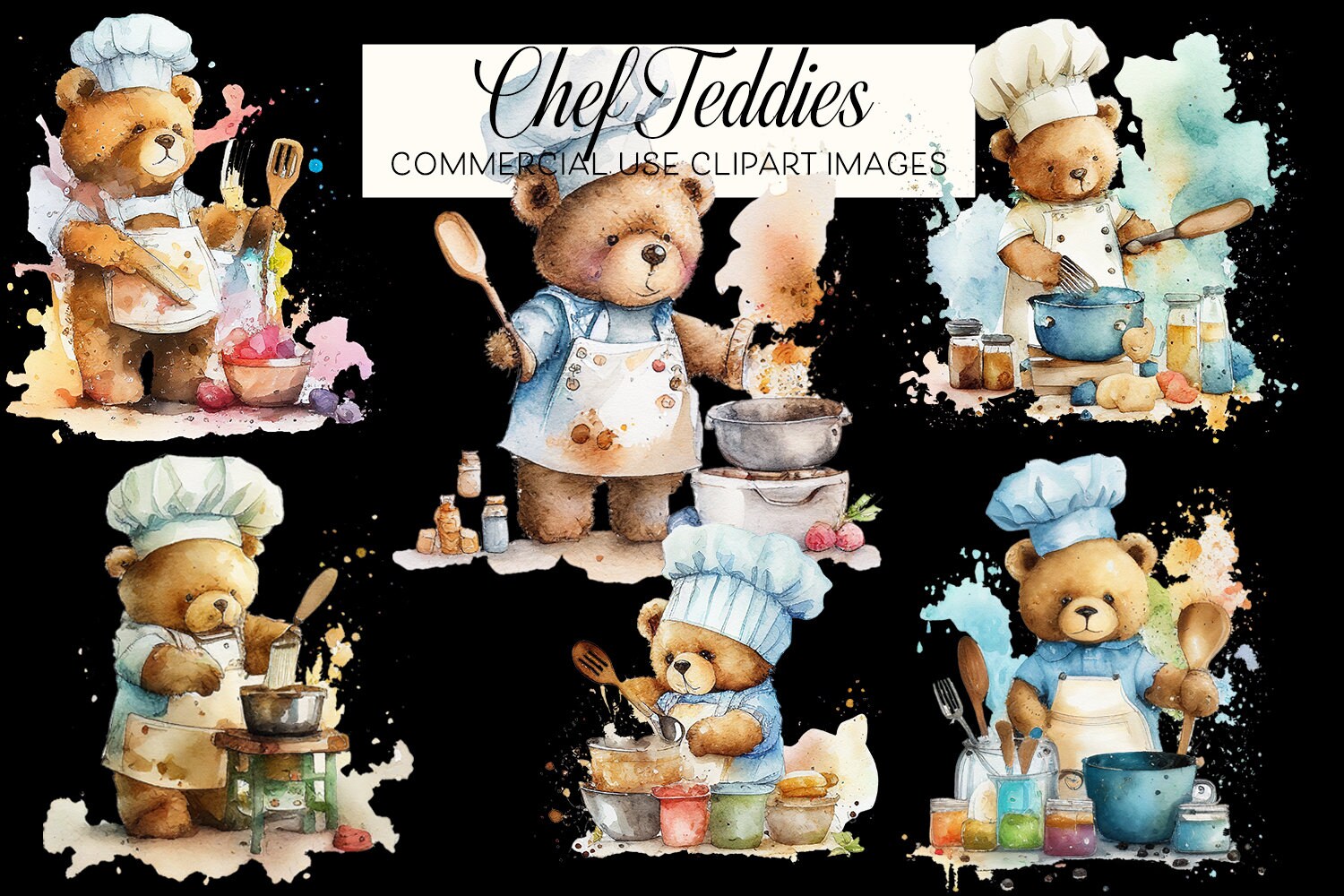 Chef Clipart, Cute Teddy Bears, Cooking Teddies, Chef Hat, Funny ...
