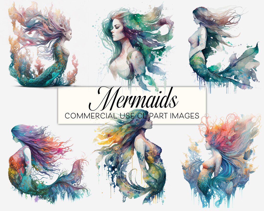 Goddess of the Sea Colourful Mermaids Sea Maiden Watercolour - Etsy