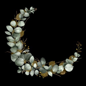 Eucalyptus Wreath Clipart Sage Green and Gold Greenery Wedding Wreath ...