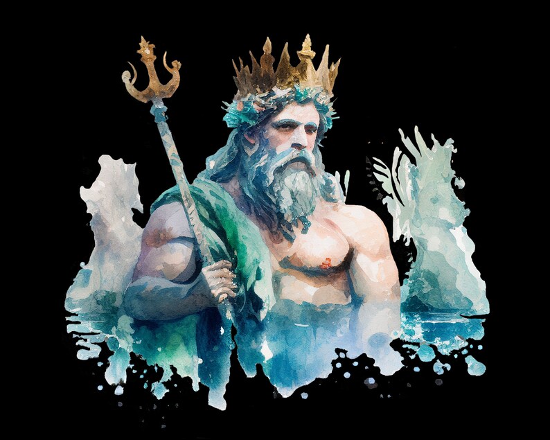 King Neptune Clipart Roman God of Waters and Seas Fantasy - Etsy