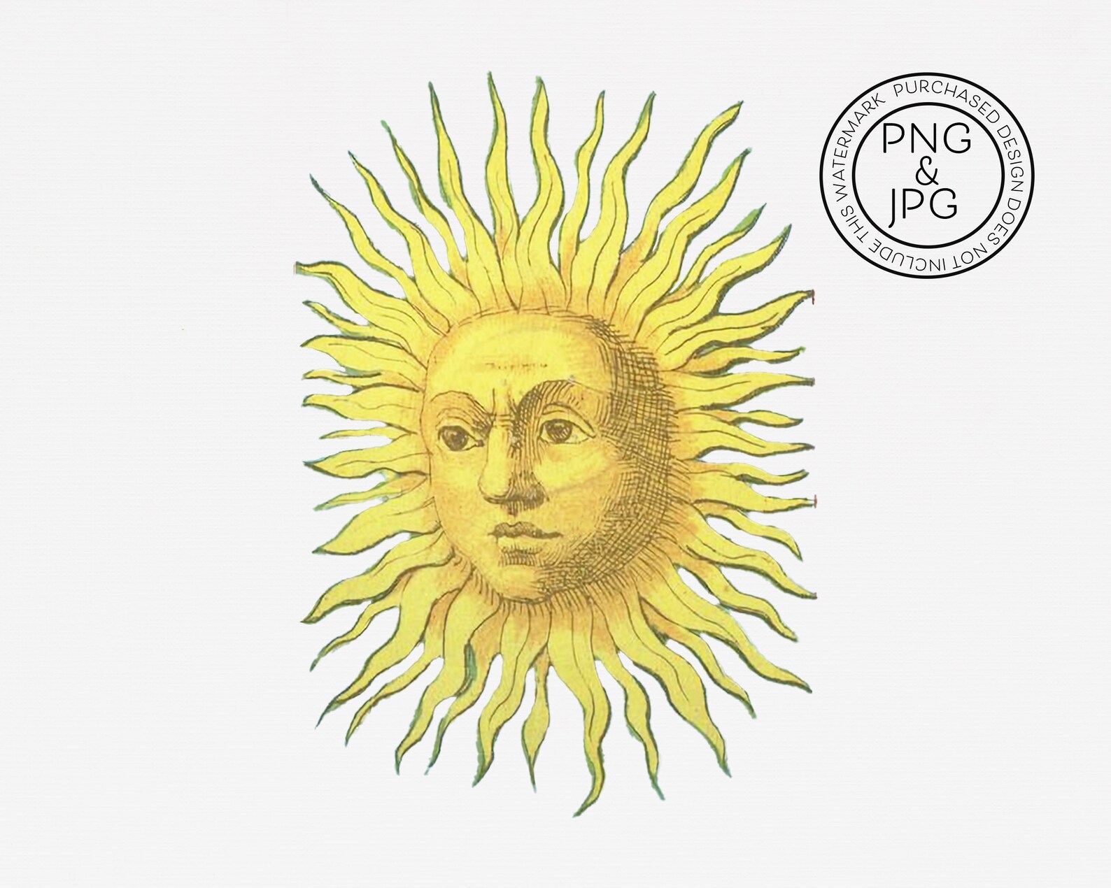 Vintage Sun Face Boho Clip Art Antique Sun Image Bohemian | Etsy
