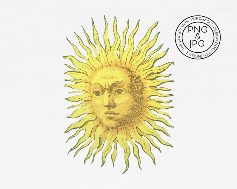 Vintage Sun Face Boho Clip Art Antique Sun Image Bohemian - Etsy