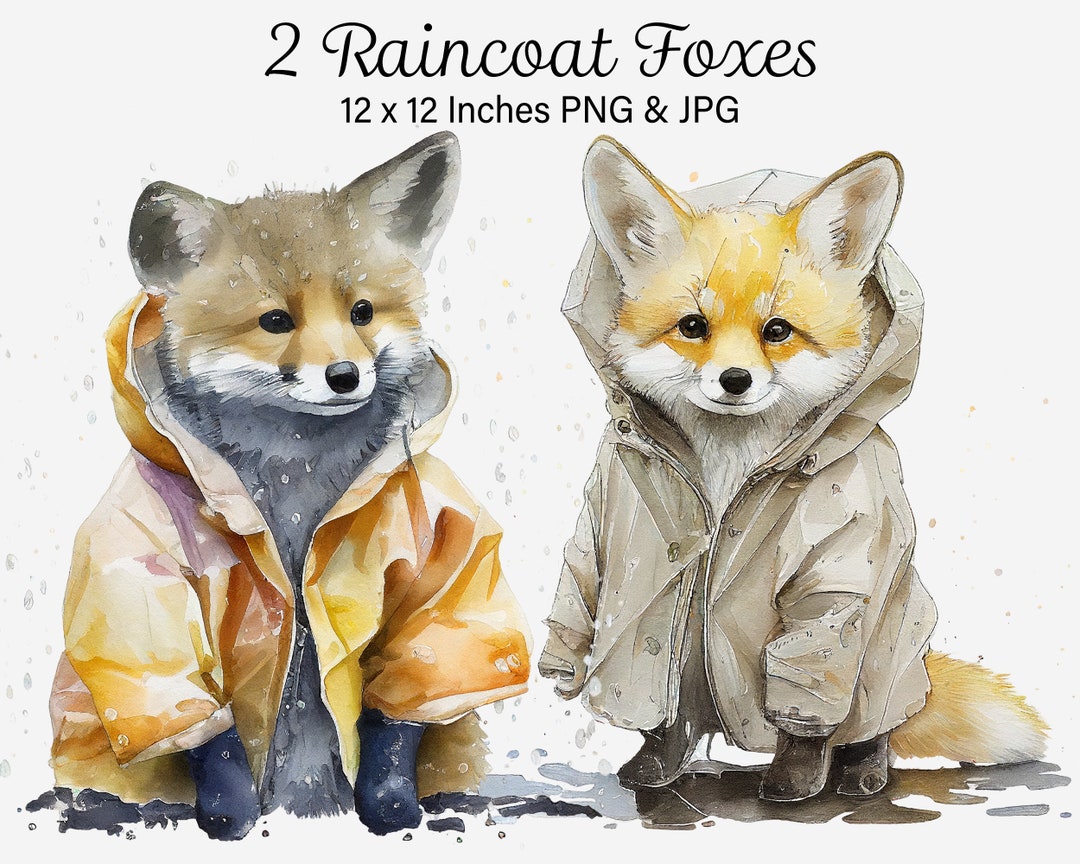 Cute Fox Clipart Foxes Wearing Raincoats Fox Png - Etsy
