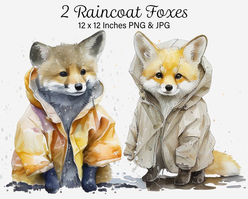 Cute Fox Clipart Foxes Wearing Raincoats Fox Png - Etsy
