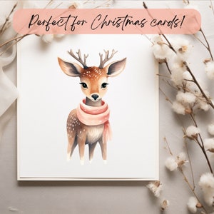 Deer Wearing Scarf Clipart Bundle Winter Deer Clipart Baby Deer Clip ...
