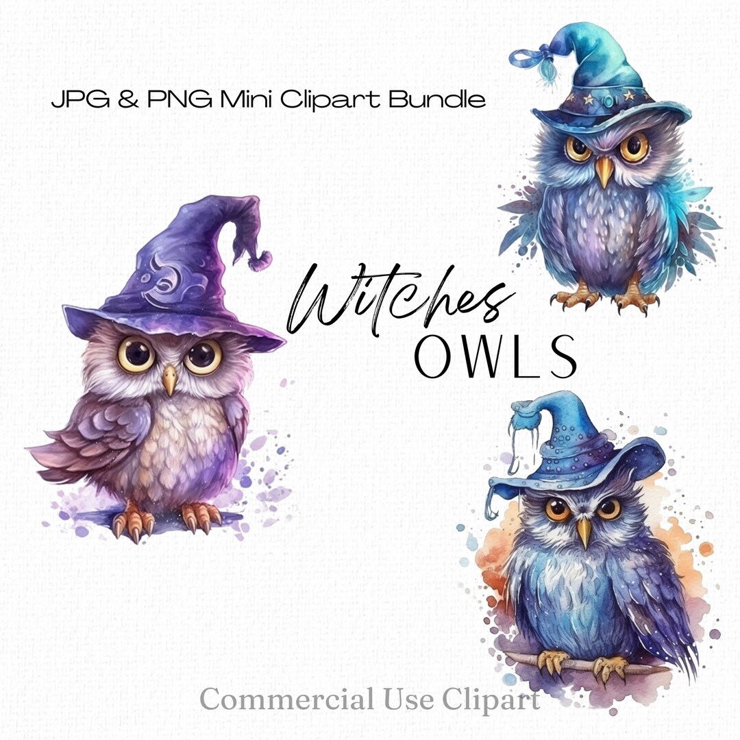 Halloween Owls Clipart Watercolor Halloween Clip Art Cute Owl Graphics ...