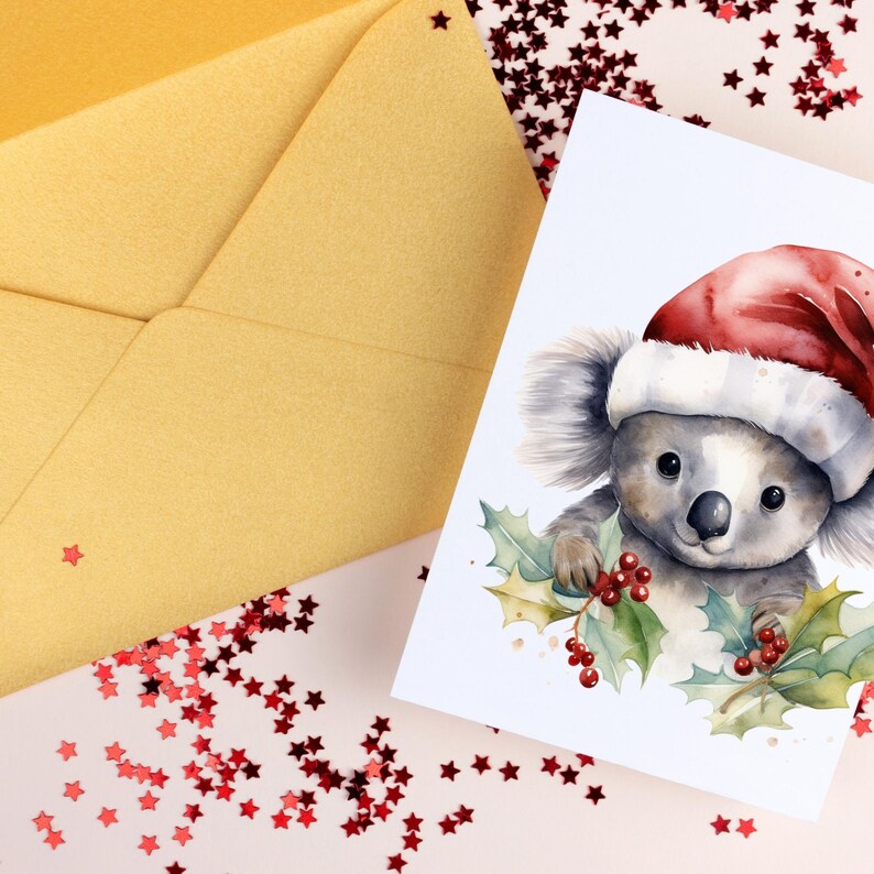 Koala Christmas Clipart Bundle, Santa Hats, Aussie Christmas ...