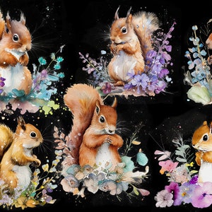 Watercolour Squirrels Clipart Bundle, Squirrels Png, Woodland Animals ...